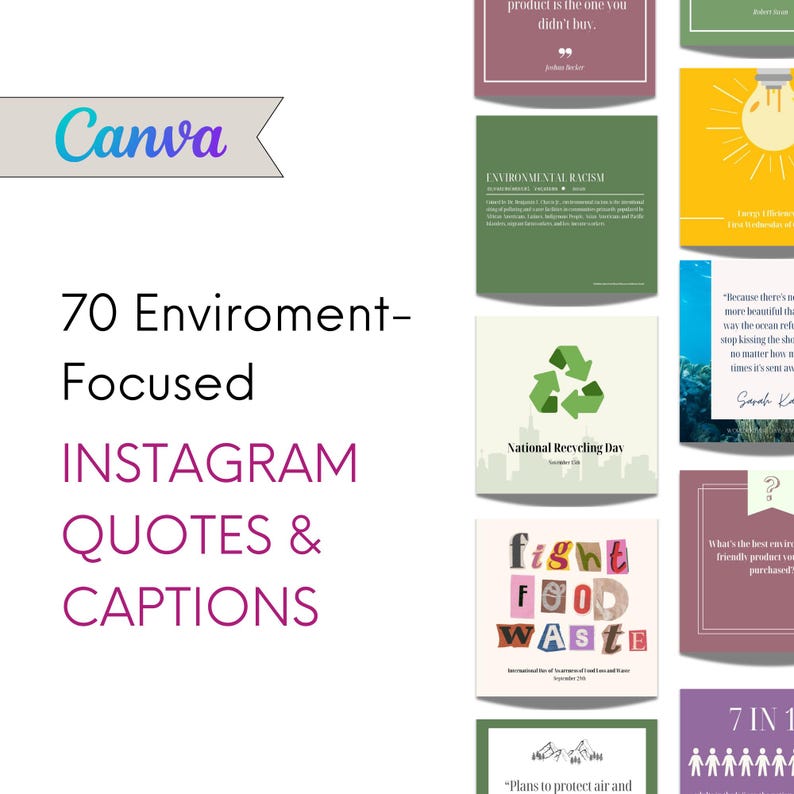 Green Advocacy Bundle: 70 Eco-friendly Instagram Templates and Action ...