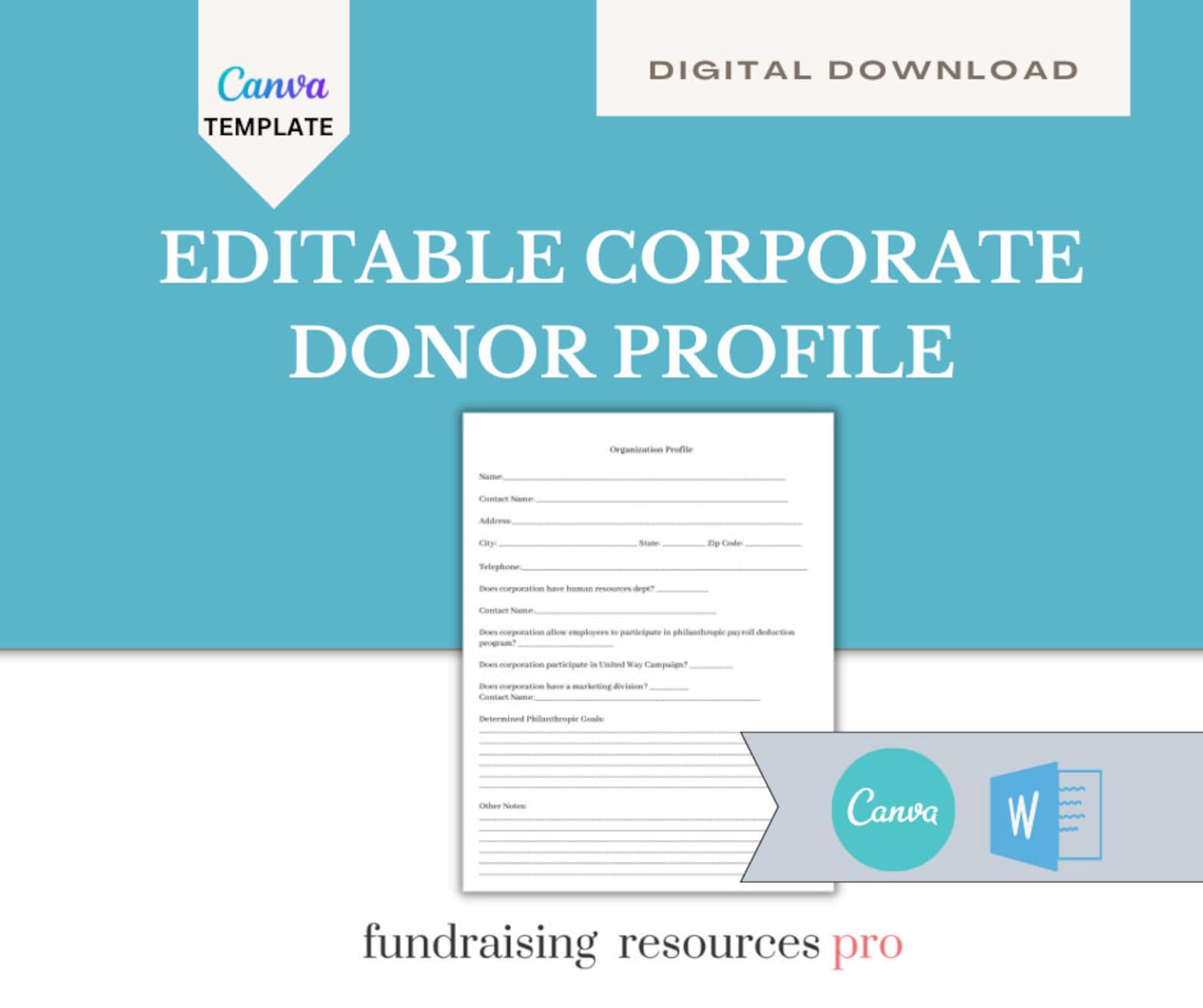 Corporate Donor Profile for Nonprofits || Template Editable in Canva ...