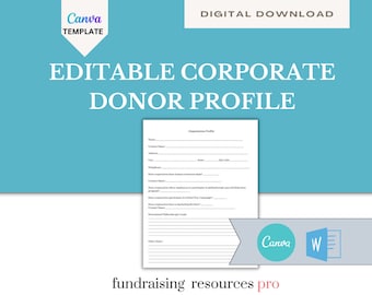 Editable Individual Donor Profile for Nonprofits || Microsoft Word and ...
