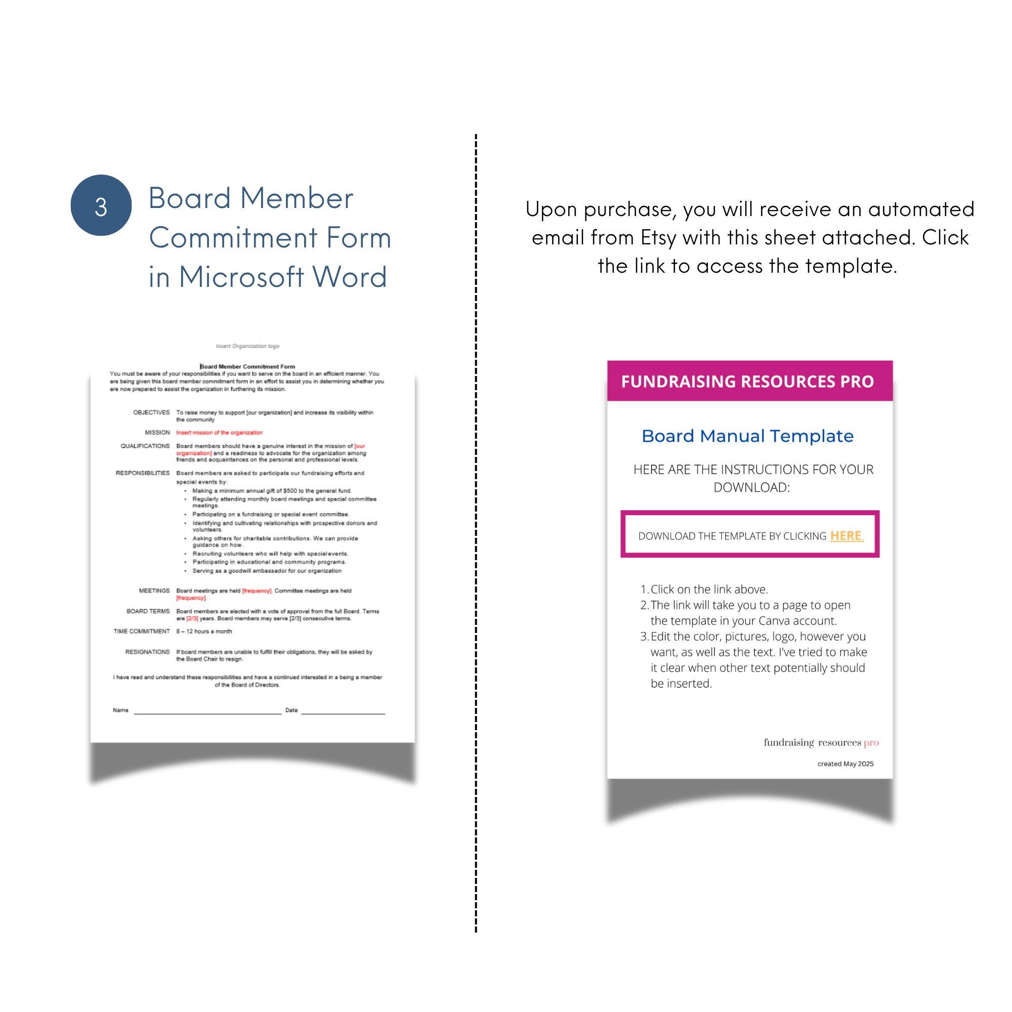 Nonprofit Board Member Manual Template: Editable Canva & Word (digital ...