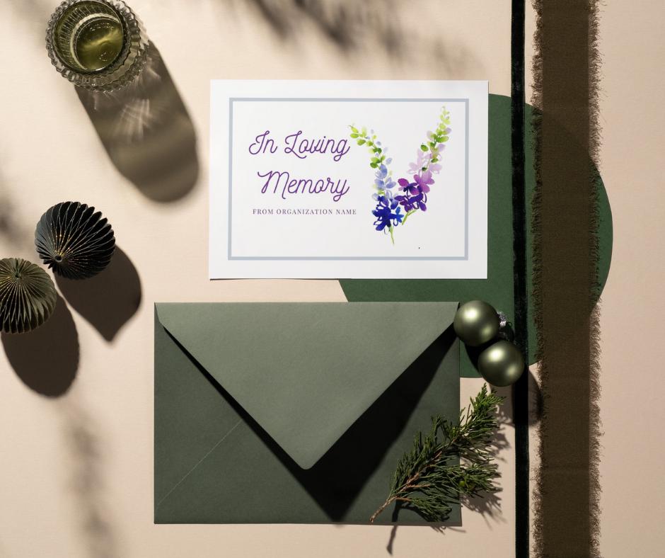 Memorial Donation Notification Card || Editable Canva Template for ...