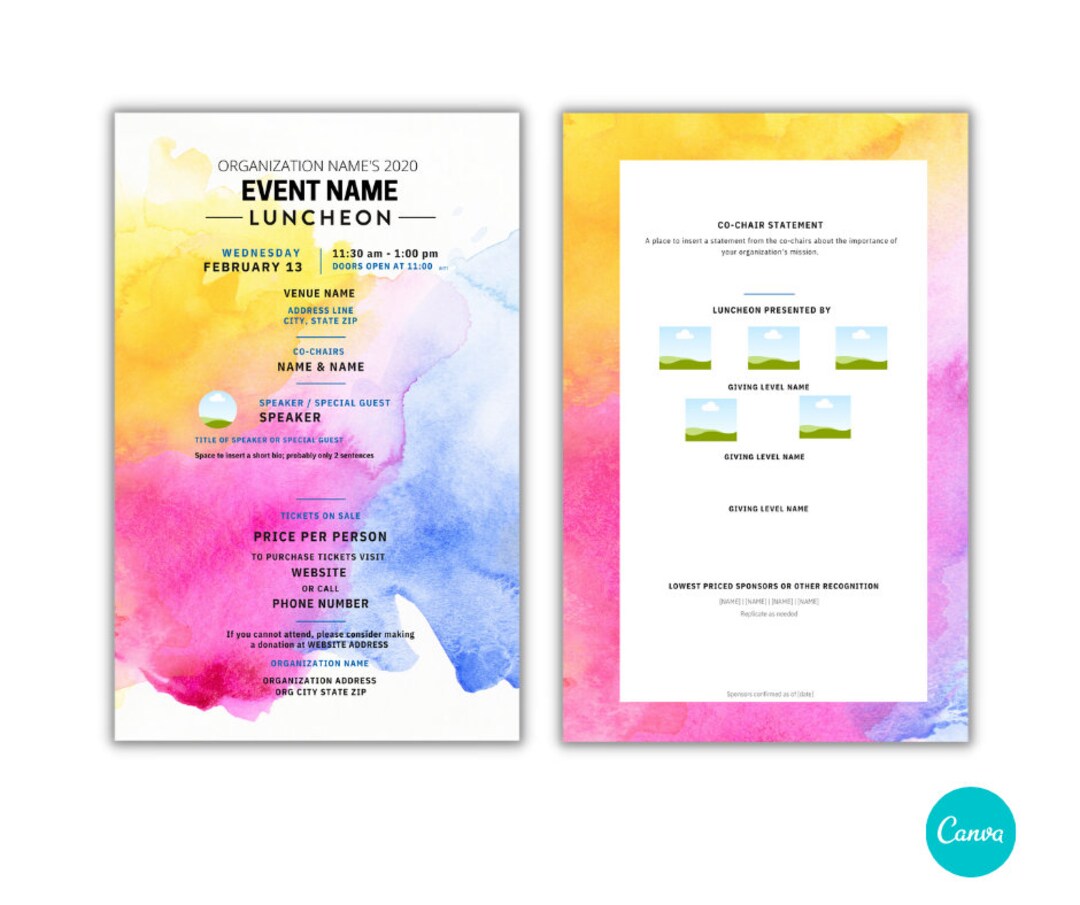 Annual Luncheon Invite Template, Double-sided || Simple, Bright and ...