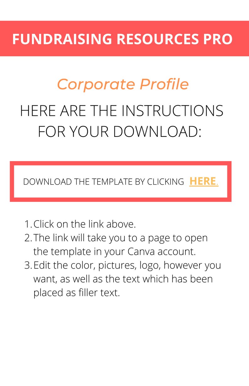 Corporate Donor Profile Template: Editable Canva & Word (digital ...