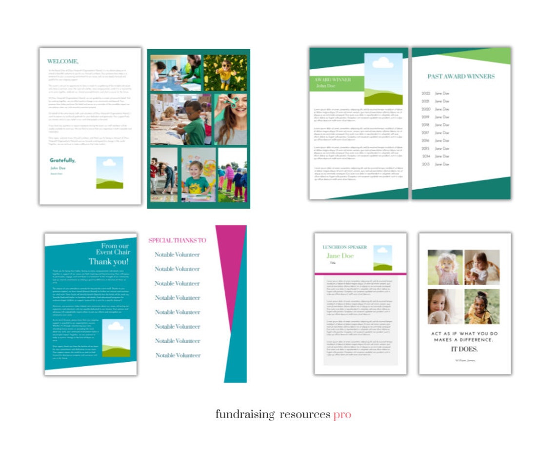 Editable Nonprofit Event Program Booklet Template || Template for ...