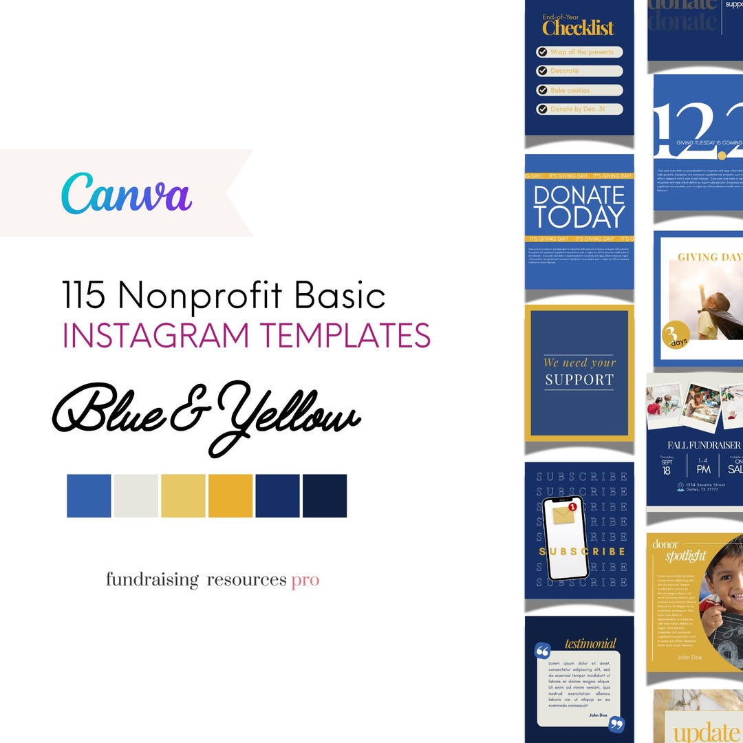 Elevate Your Cause: Stand Out With Blue and Yellow Nonprofit Instagram ...