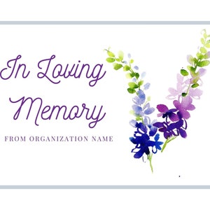 Memorial Donation Notification Card || Editable Canva Template for ...
