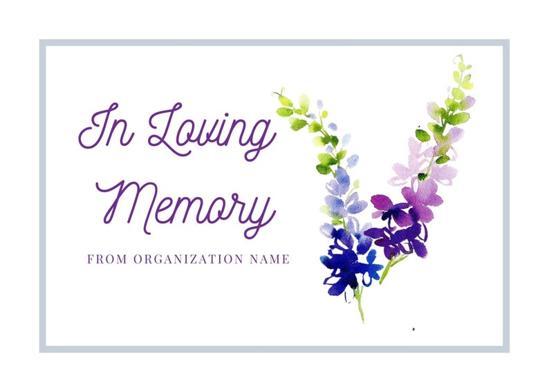 Memorial Donation Notification Card || Editable Canva Template for ...