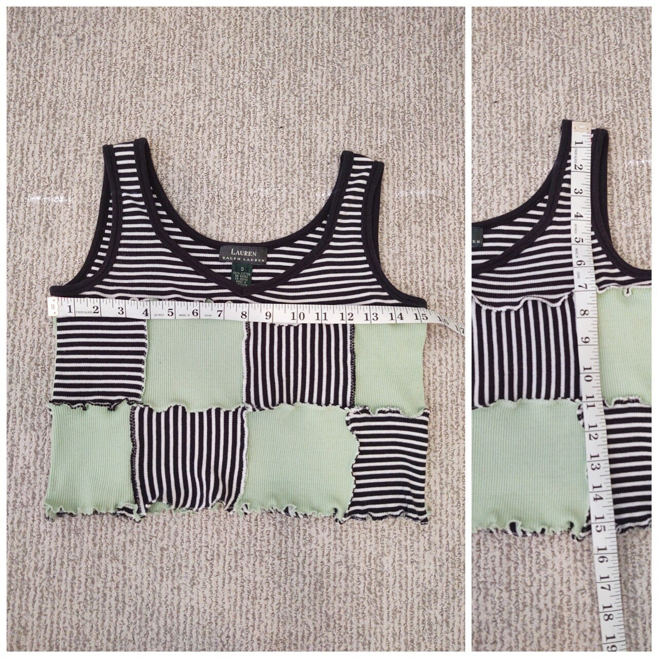 Black, White and Green Reworked Patchwork Tank Top - Etsy UK