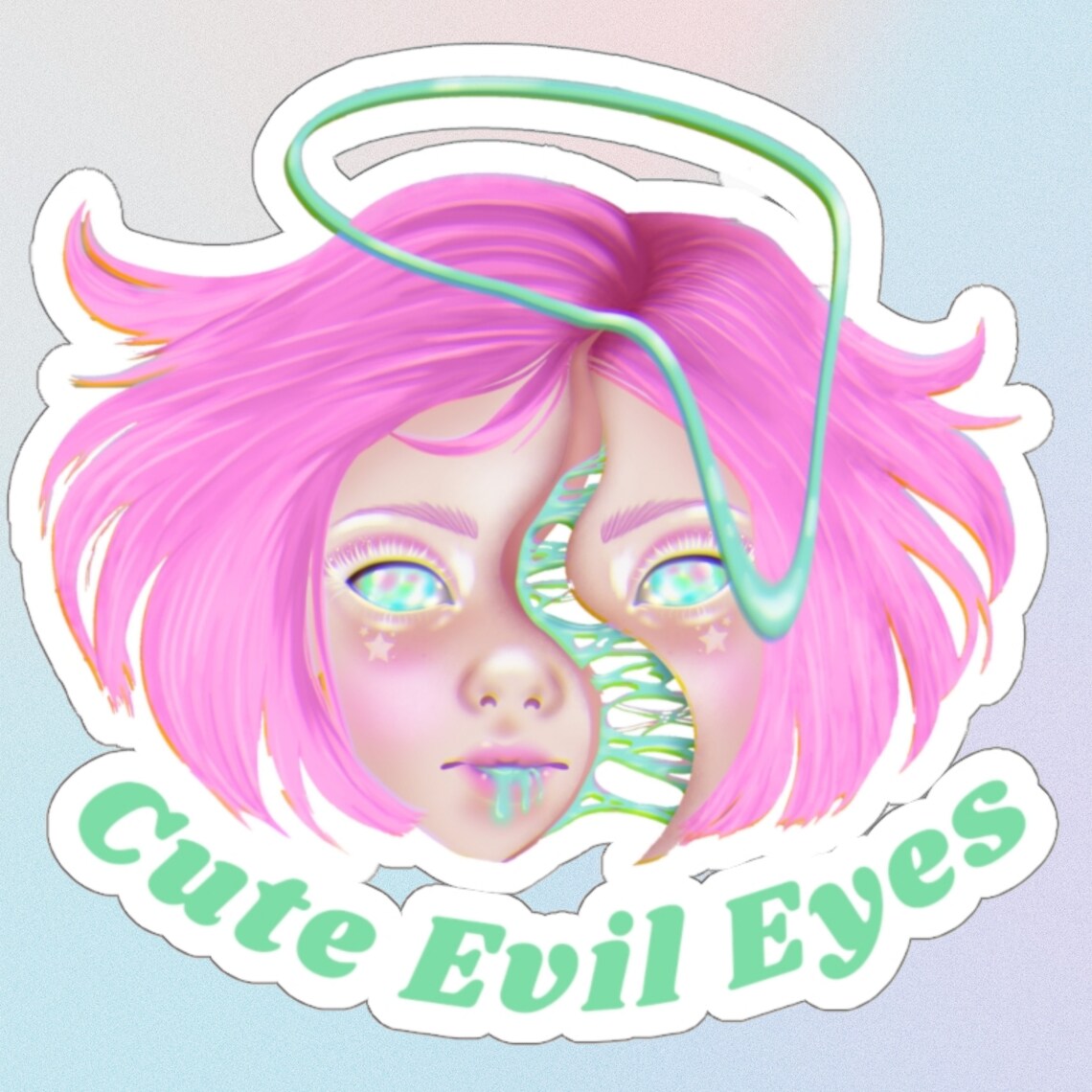 Cute Evil Eyes Sticker Creepy Kawaii Laptop Stickers Witchy Anime Girl ...