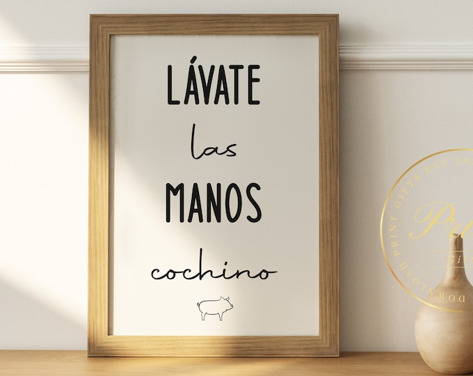 Lavate las manos cochino // Lámina para el baño // Cuadros con frases ...