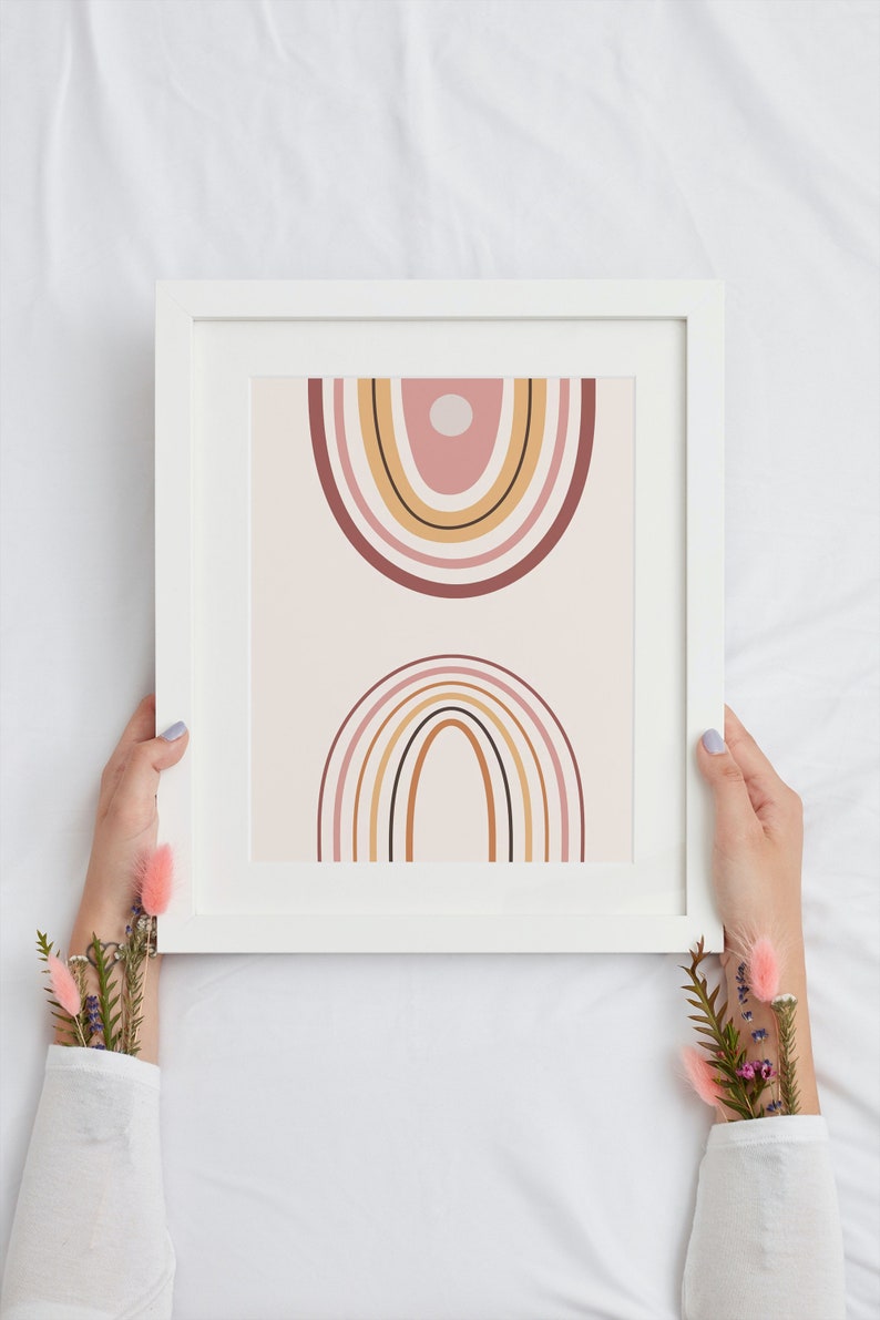 Cuadro De Arcoíris Boho Geométrico - Arte Digital De Impresión ...