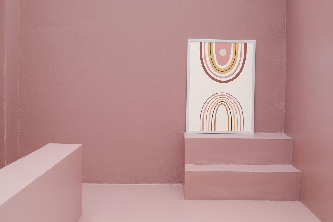 Cuadro De Arcoíris Boho Geométrico - Arte Digital De Impresión ...