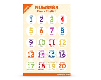 Twi & English Numbers 1-20 Poster Digital | Etsy
