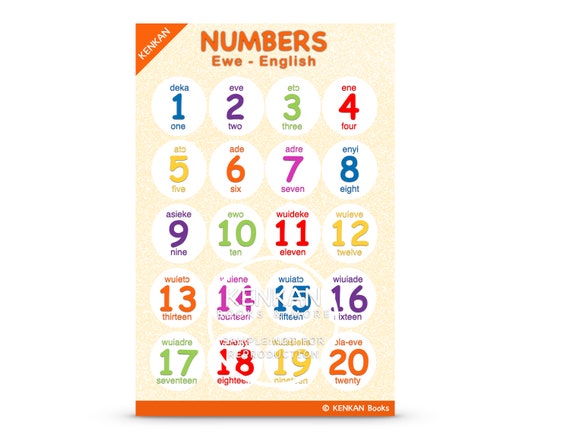 Ewe & English Numbers 1-20 Poster Digital | Etsy