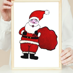 Santa Printable Christmas Santa Art Print Digital Download - Etsy