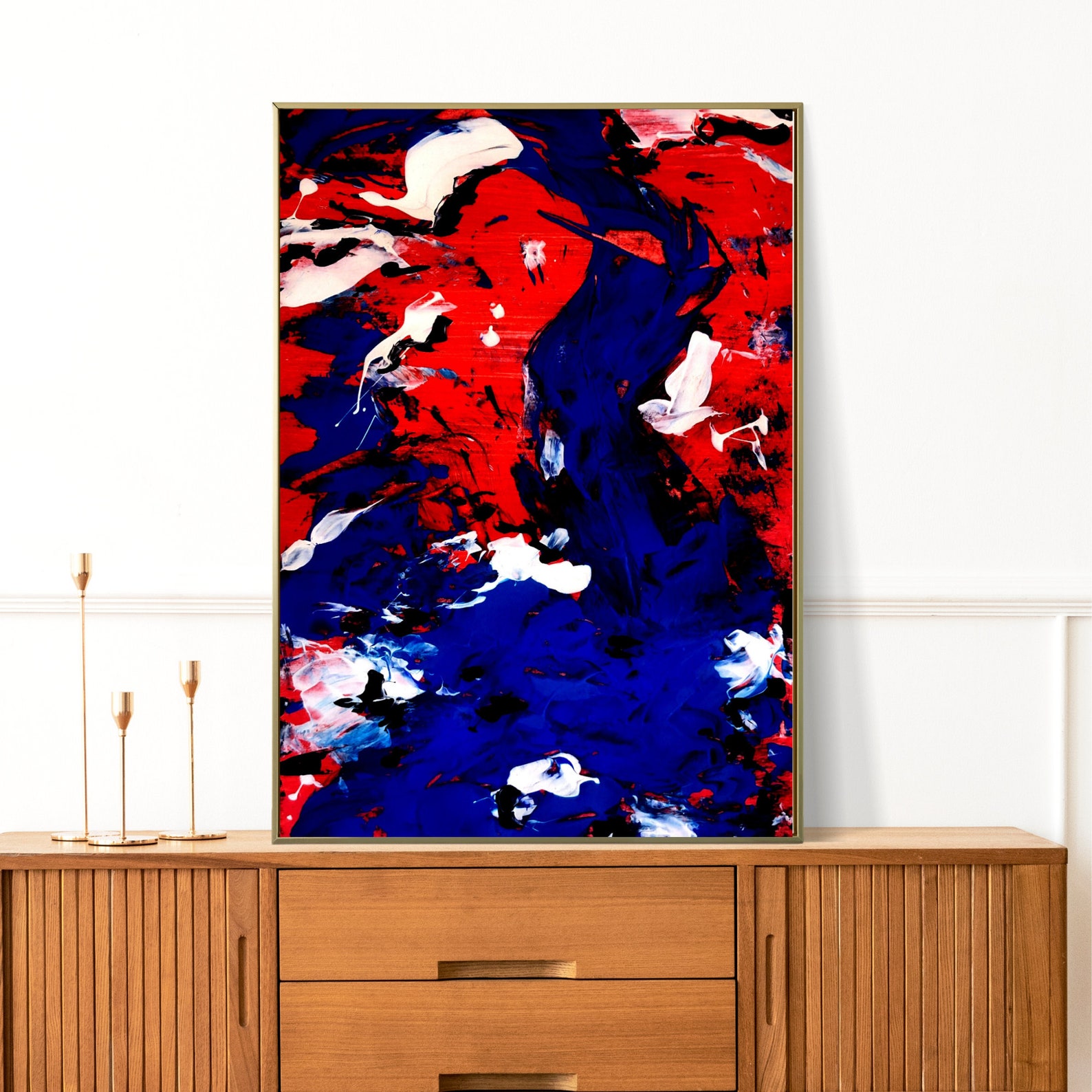 Abstract Printable Wall Art Print: Colorful Red Blue Prints (digital ...