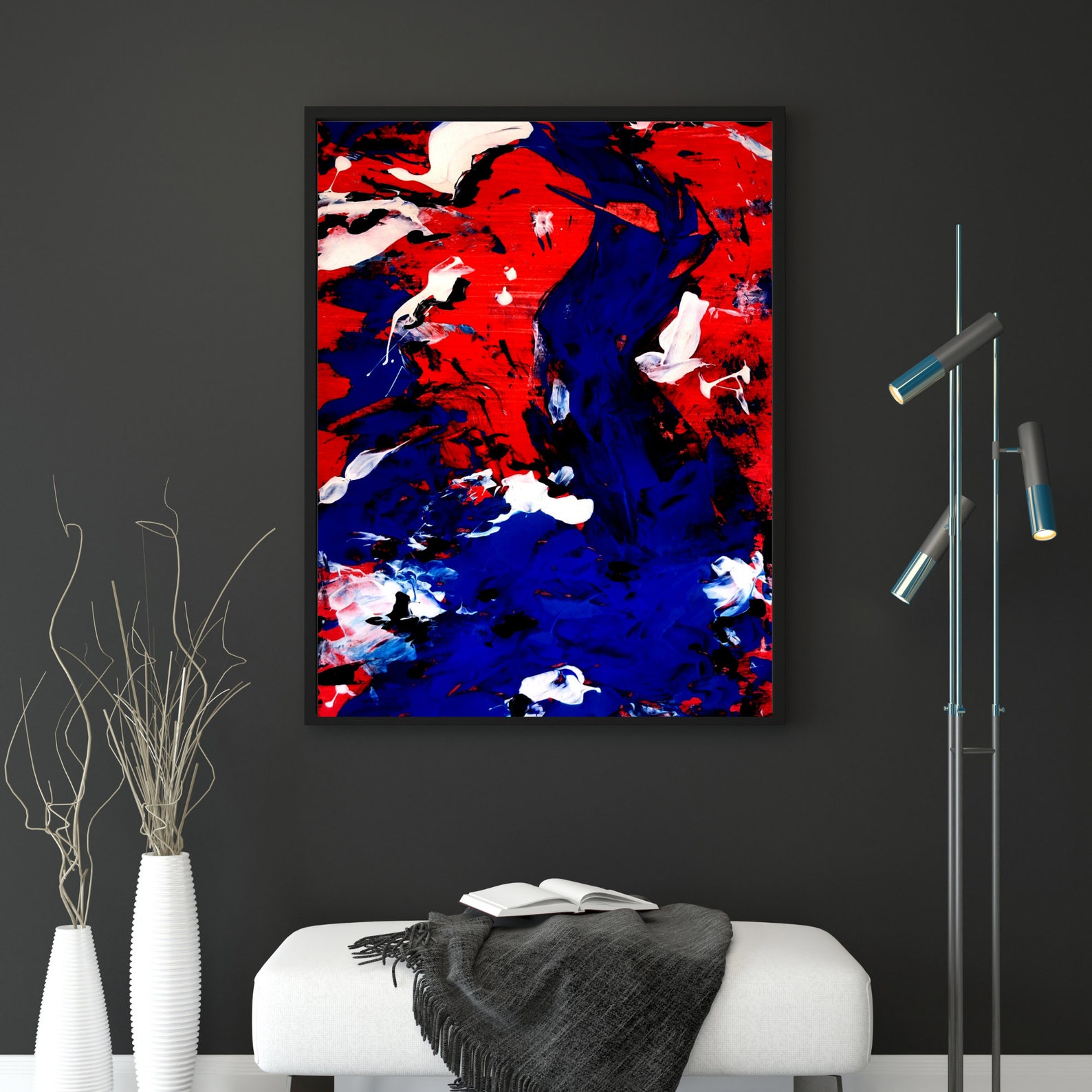 Abstract Printable Wall Art Print: Colorful Red Blue Prints (digital ...