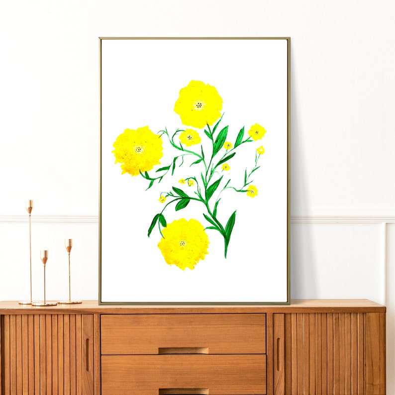 Yellow Botanical Print Flower Printable Art Printable - Etsy