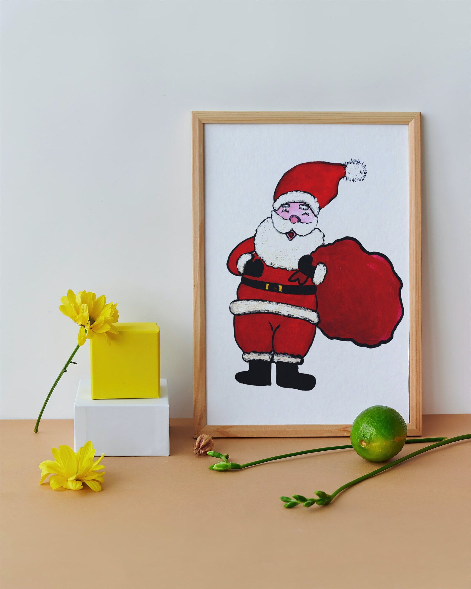 Santa Printable Christmas Santa Art Print Digital Download - Etsy