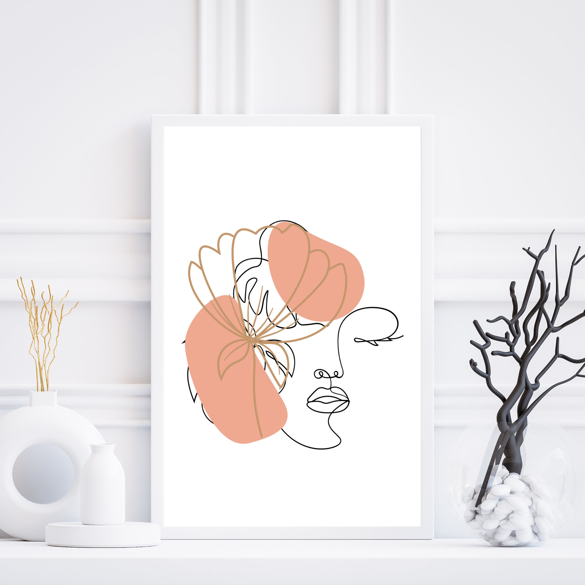 Boho Woman Art Print, Boho Woman Printable, Woman Line Art, Modern ...