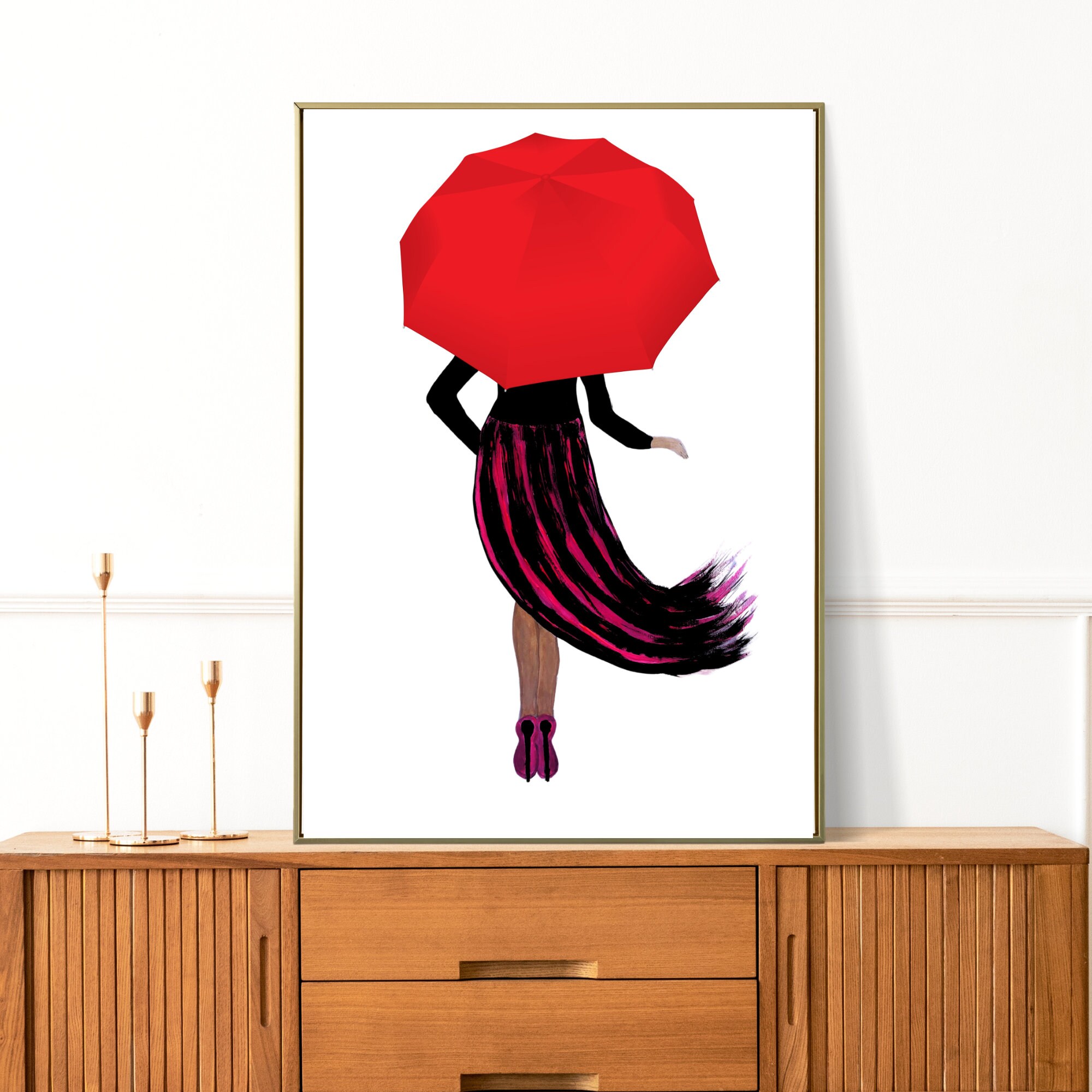 Red Umbrella Digital Download, Beach Decor, Umbrella Printable ...