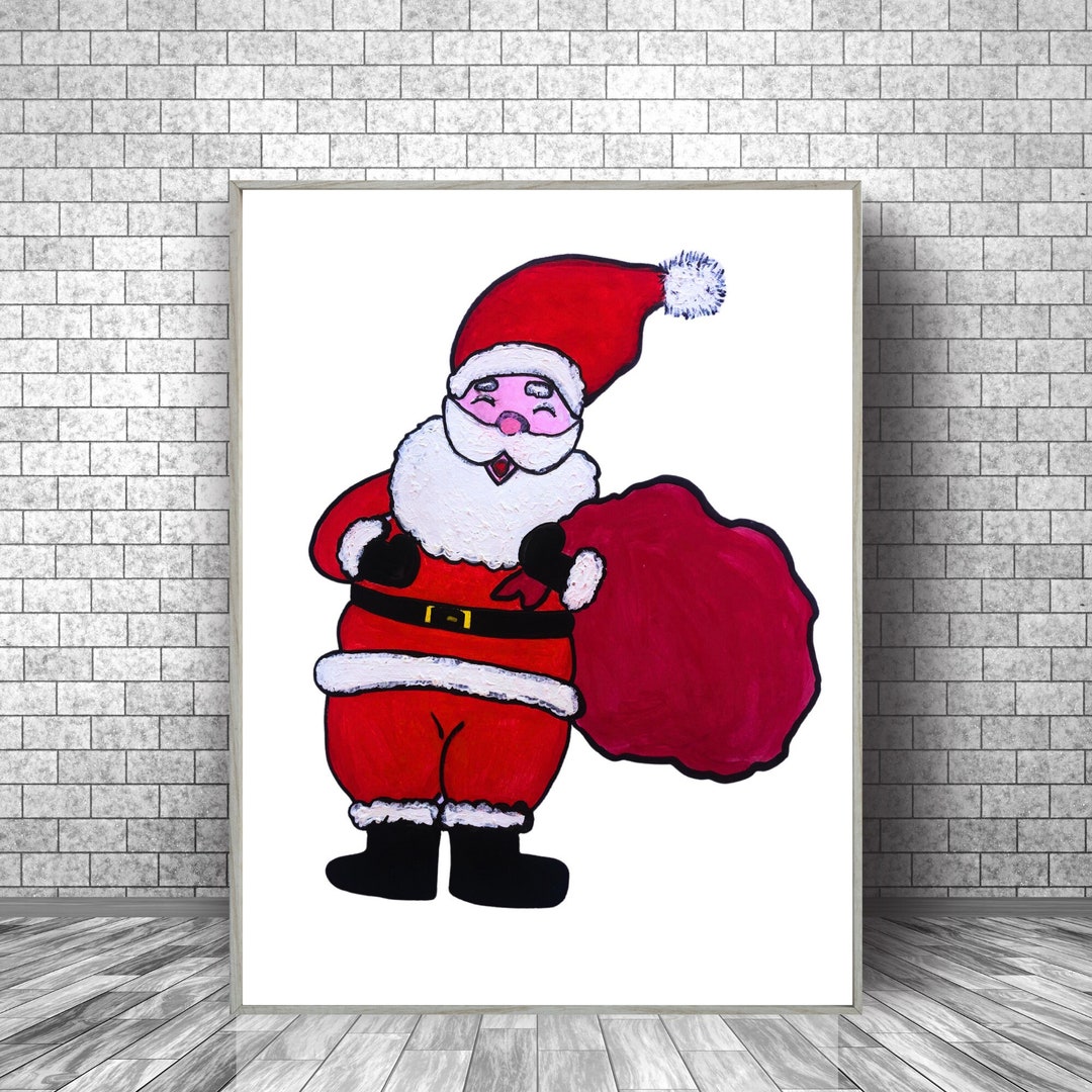 Santa Printable, Christmas Santa Art Print, Santa Claus Christmas ...