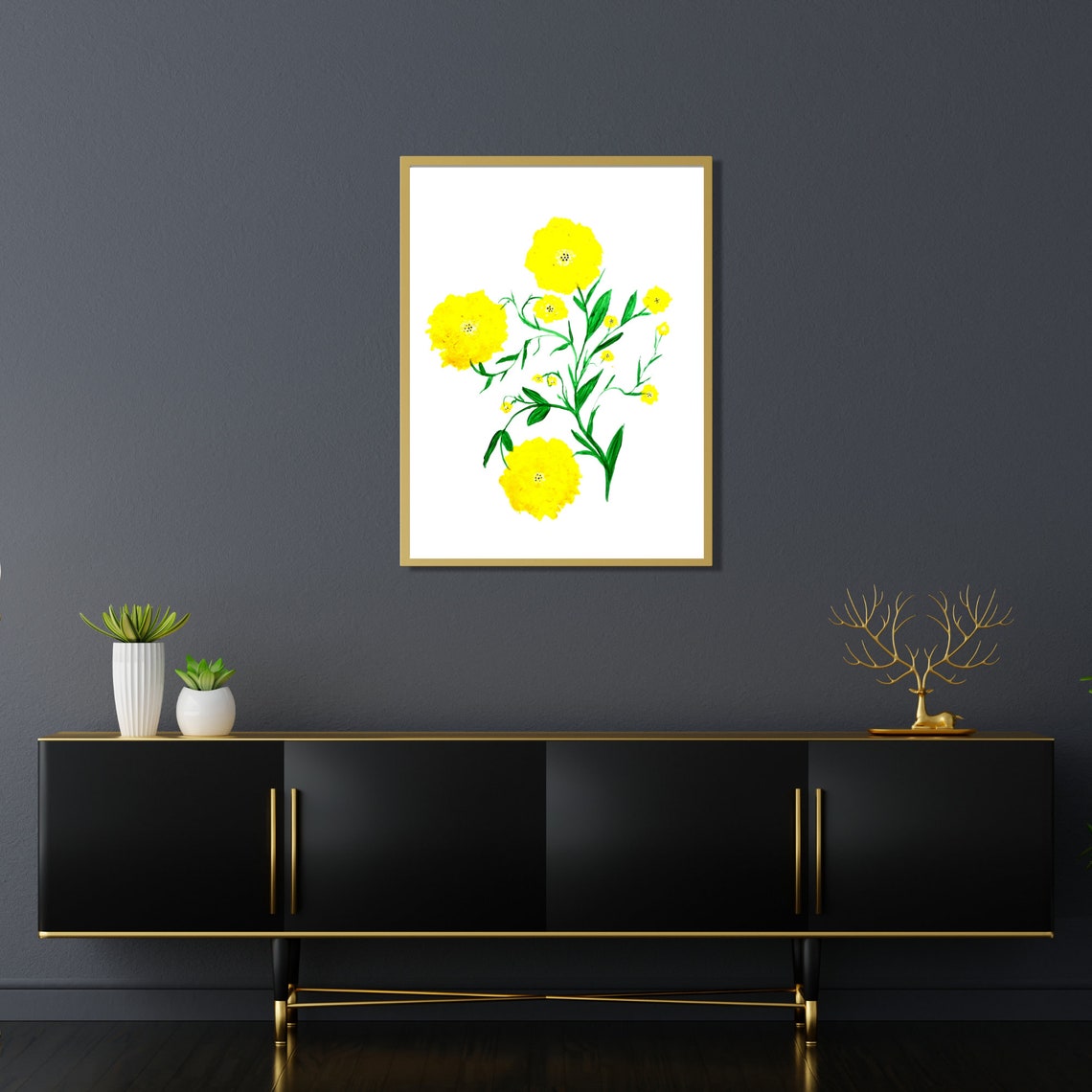 Yellow Botanical Print Flower Printable Art Printable - Etsy