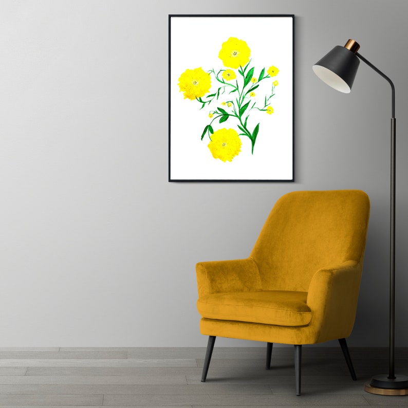 Yellow Botanical Print Flower Printable Art Printable - Etsy