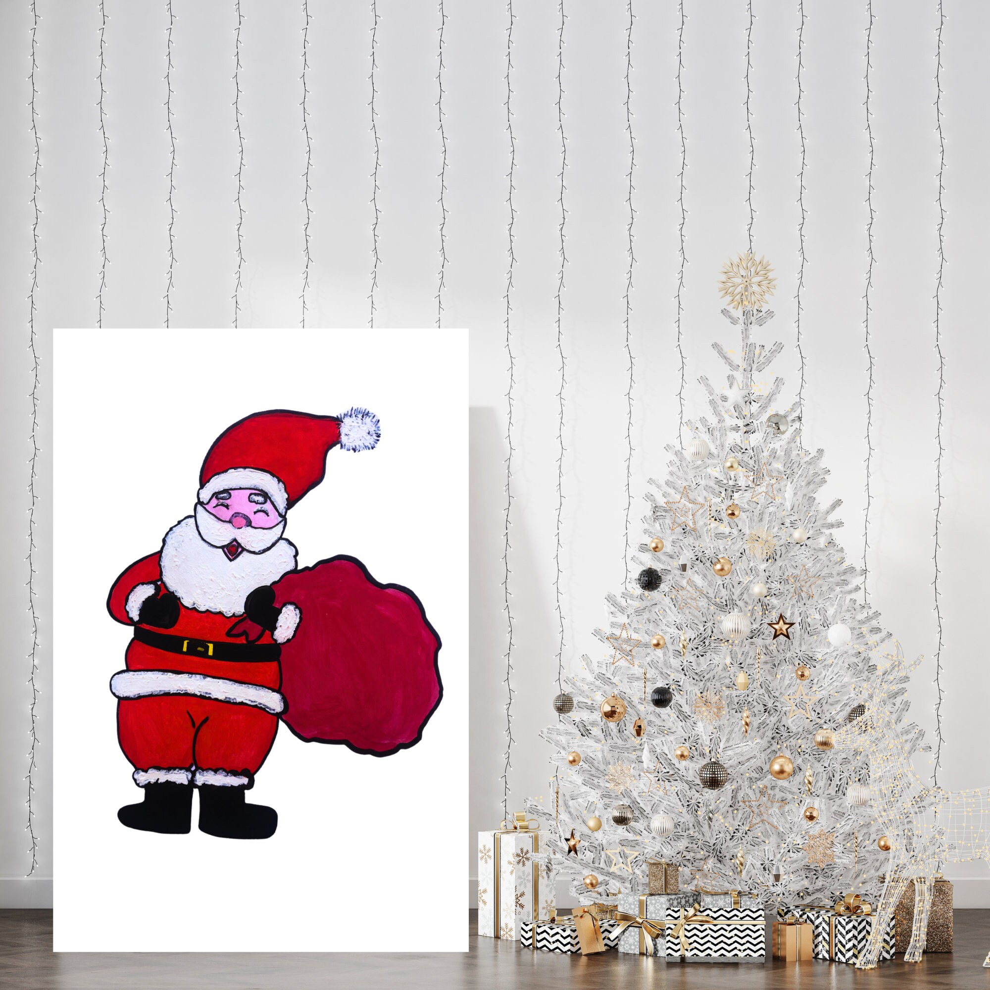 Santa Printable, Christmas Santa Art Print, Santa Claus Christmas ...