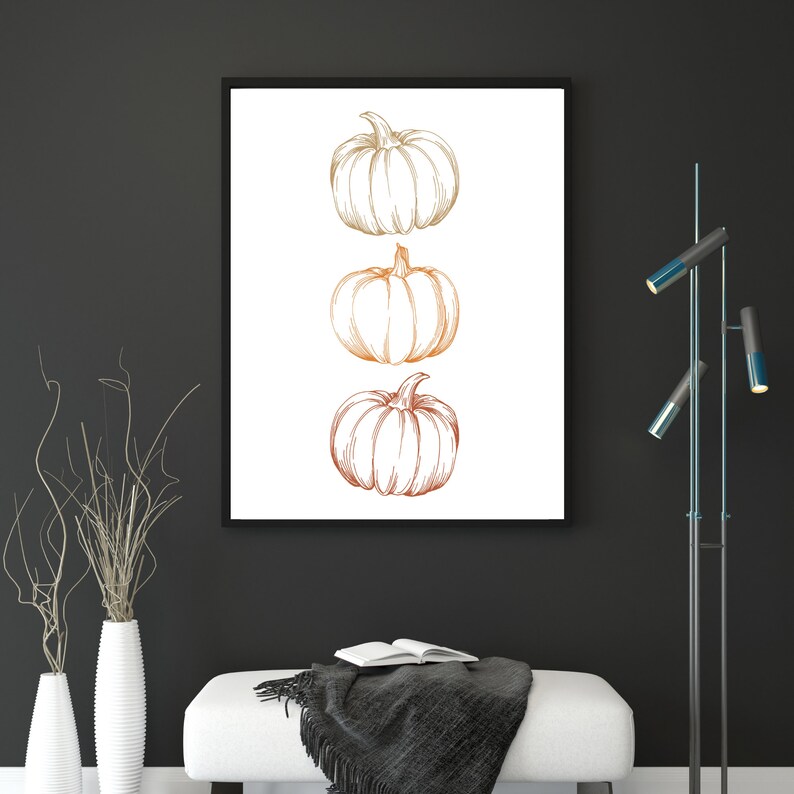 Minimalist Pumpkin Printable Wall Art, Pumpkin Print Fall Decor ...