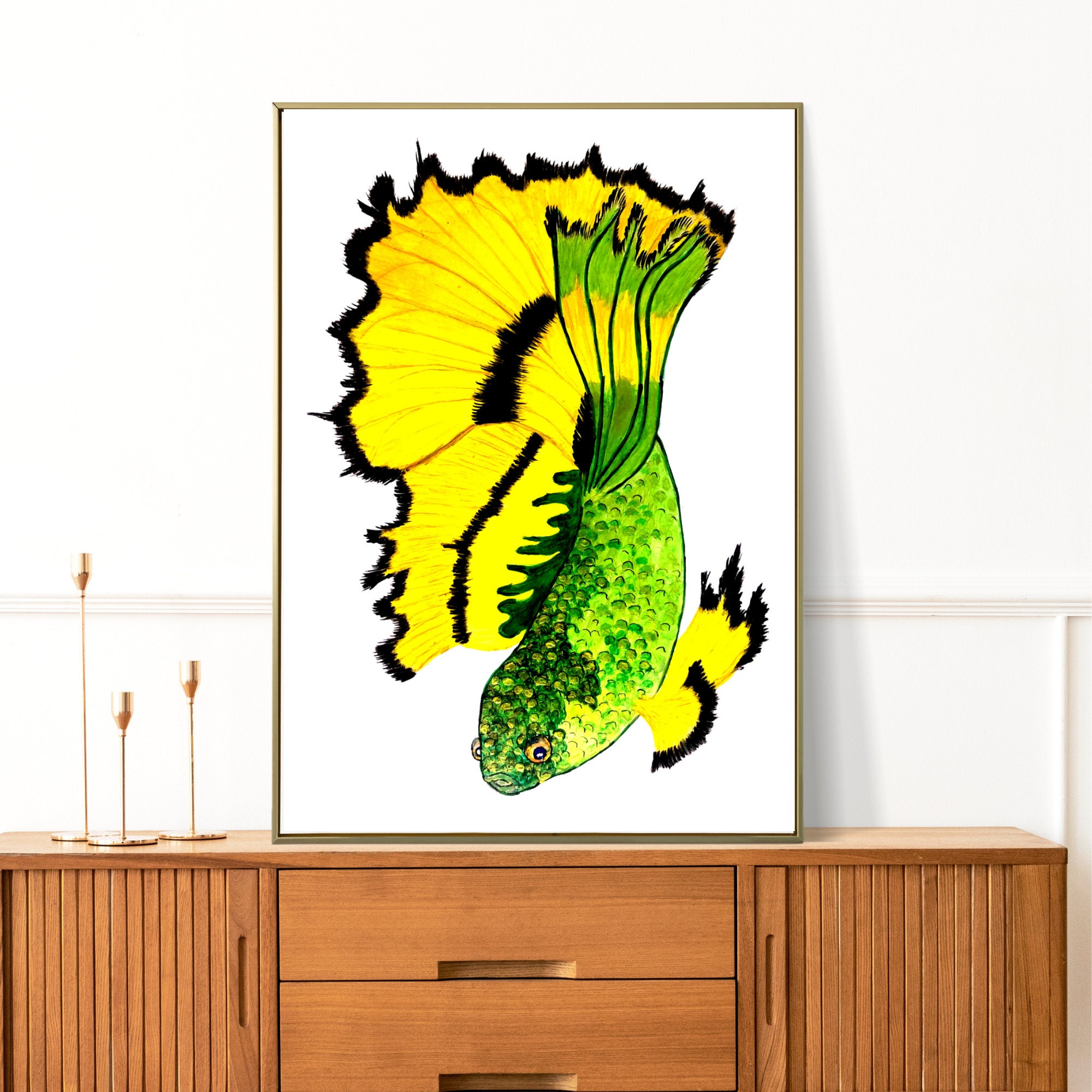 Fish Art Printable, Colorful Fish Printable Wall Art, Fish Illustration ...