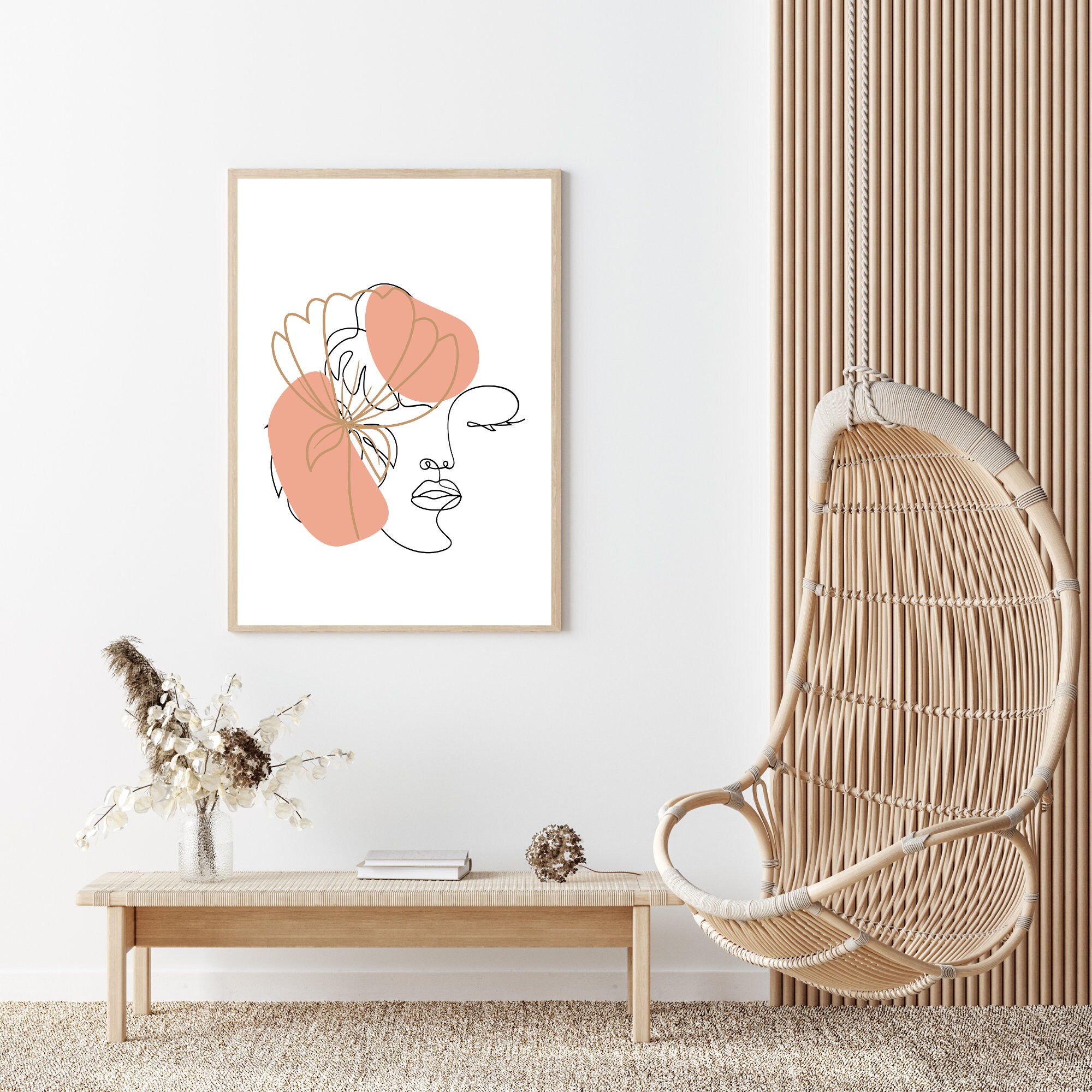 Boho Woman Art Print, Boho Woman Printable, Woman Line Art, Modern ...