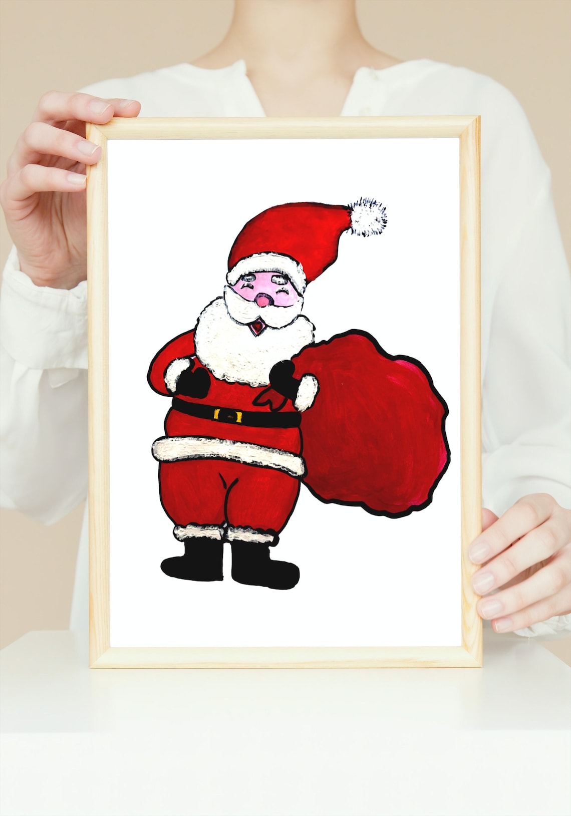 Santa Printable Christmas Santa Art Print Digital Download - Etsy