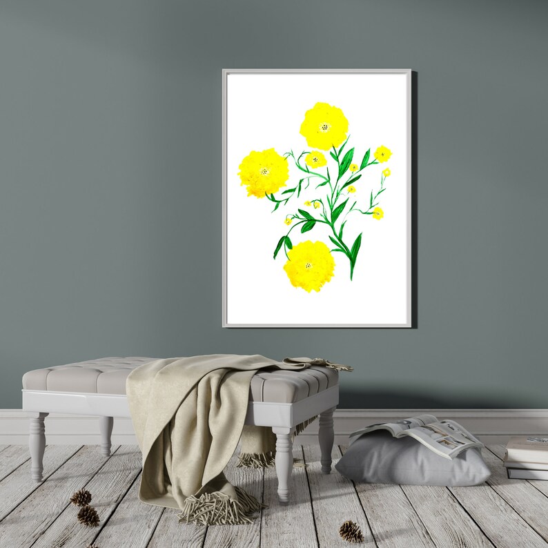 Yellow Botanical Print Flower Printable Art Printable - Etsy
