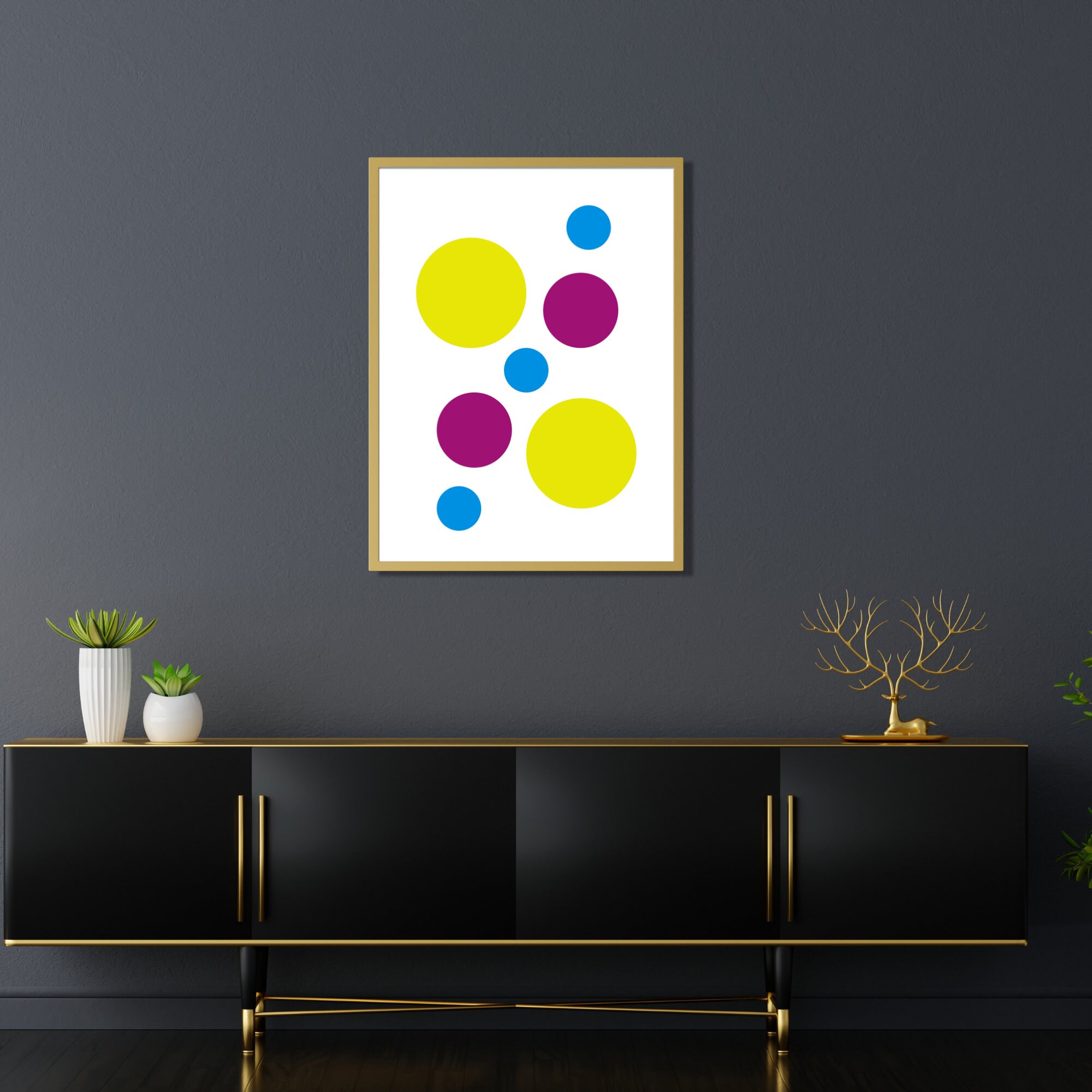 Bright Multicolor Polka Dot Wall Art: Modern Circles Print (digital ...