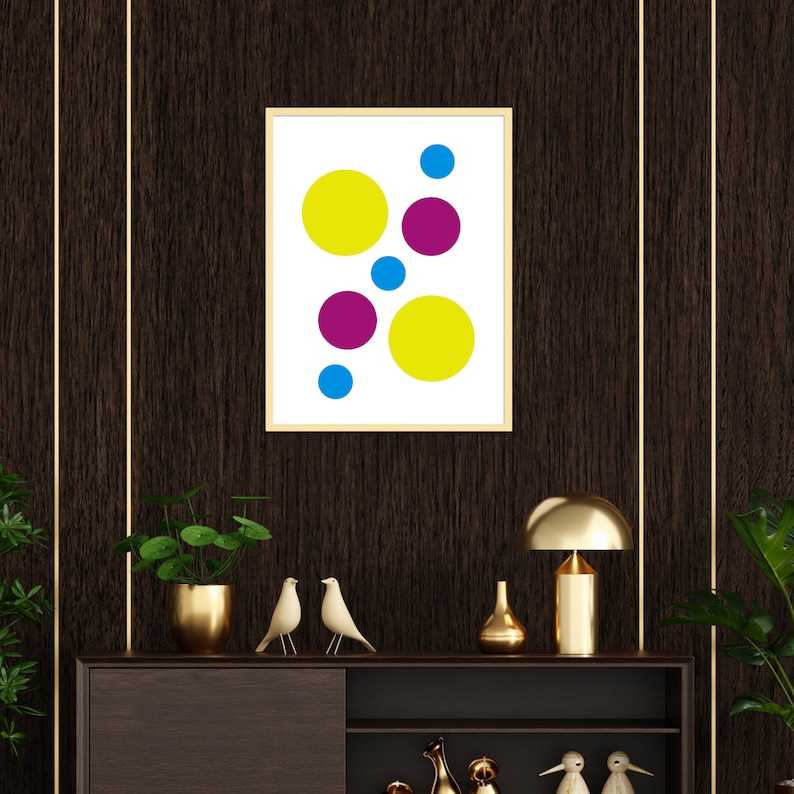 Bright Multicolor Polka Dot Wall Art: Modern Circles Print (digital ...