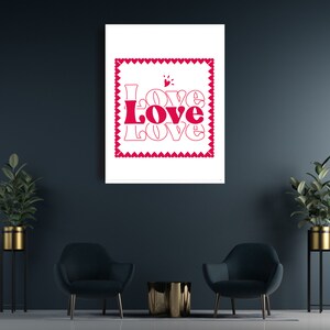 Love Poster, Heart Love Art Print, Love Art Printable, Hearts Valentine ...