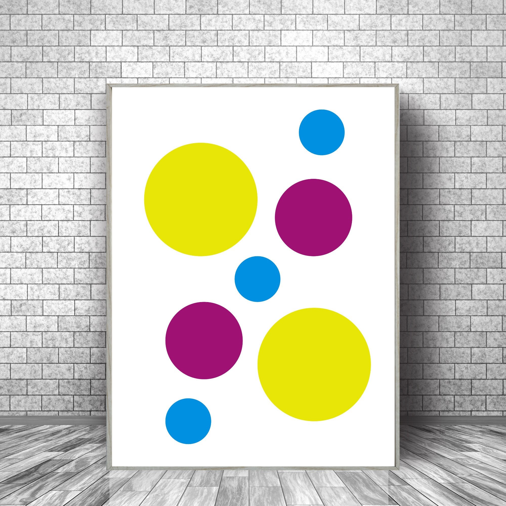 Bright Multicolor Polka Dot Wall Art, Modern Circles Art Print ...