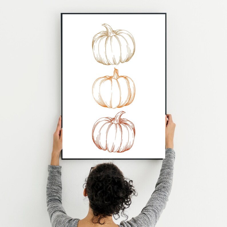 Minimalist Pumpkin Printable Wall Art, Pumpkin Print Fall Decor ...