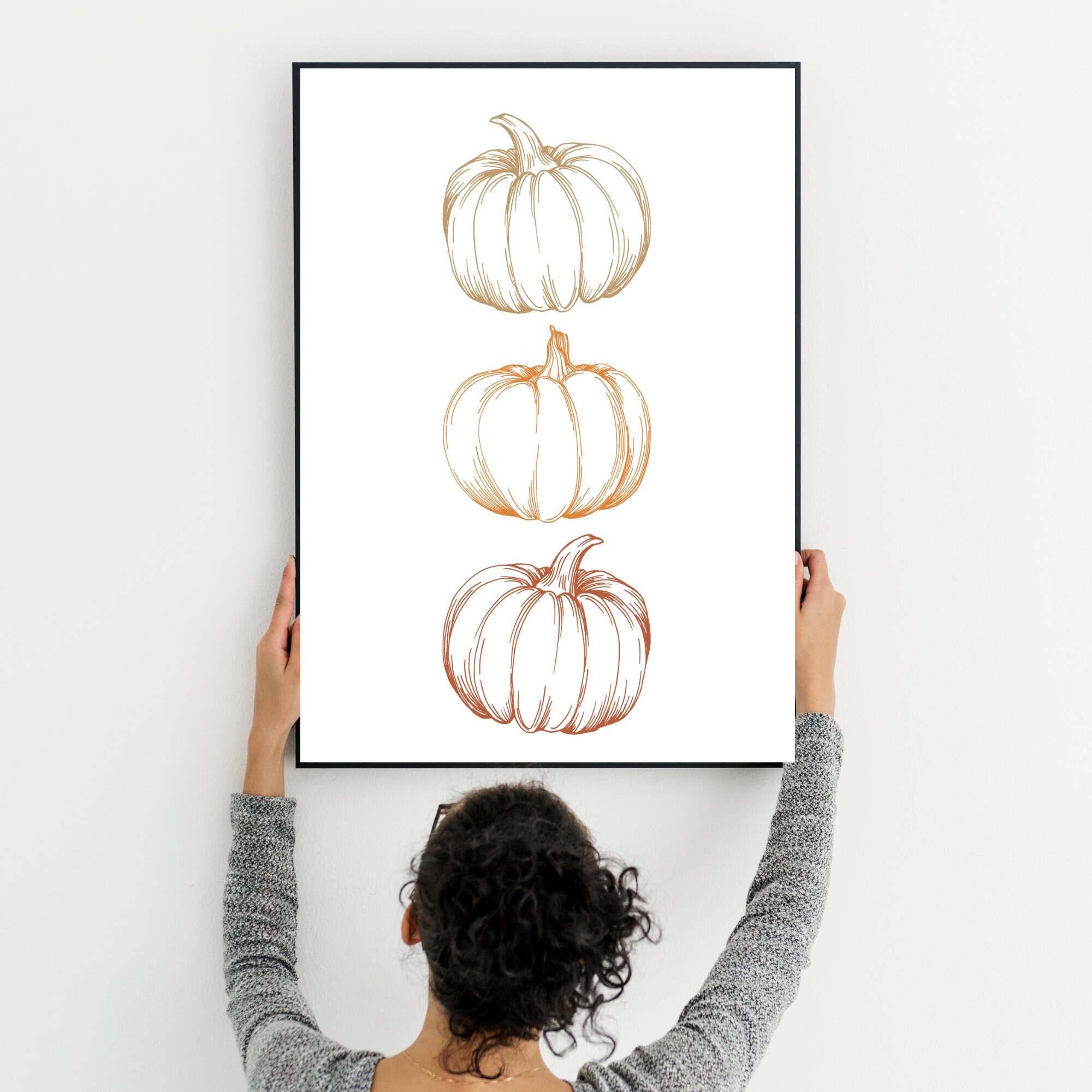 Minimalist Pumpkin Printable Wall Art, Pumpkin Print Fall Decor ...