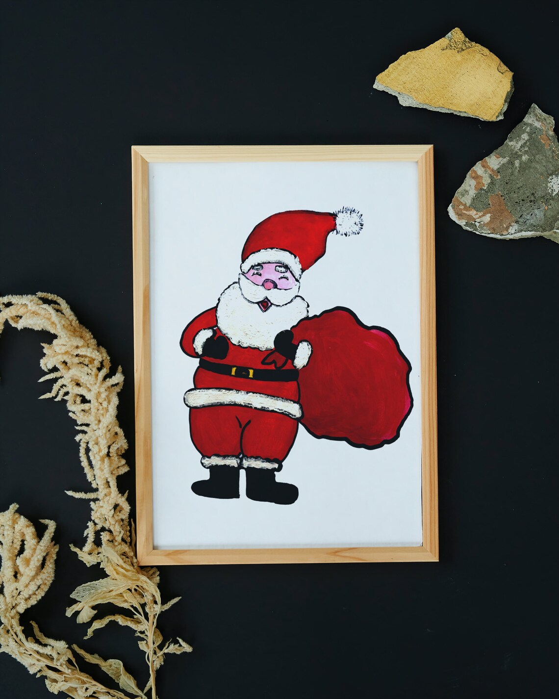 Santa Printable Christmas Santa Art Print Digital Download - Etsy