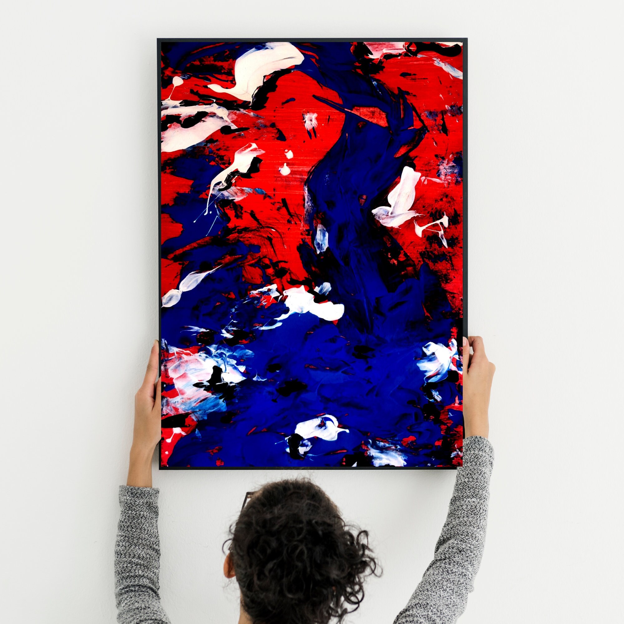 Abstract Printable Wall Art Print: Colorful Red Blue Prints (digital ...