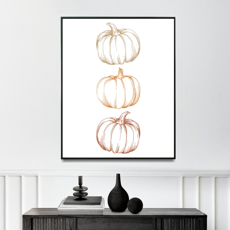 Minimalist Pumpkin Printable Wall Art, Pumpkin Print Fall Decor ...