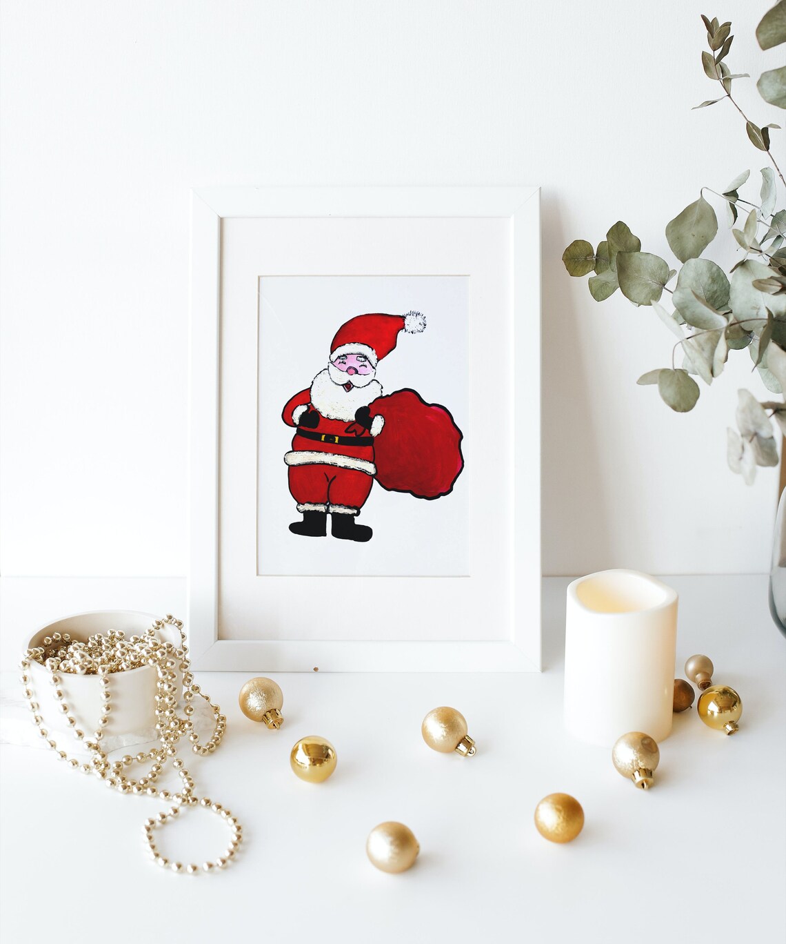 Santa Printable Christmas Santa Art Print Digital Download - Etsy