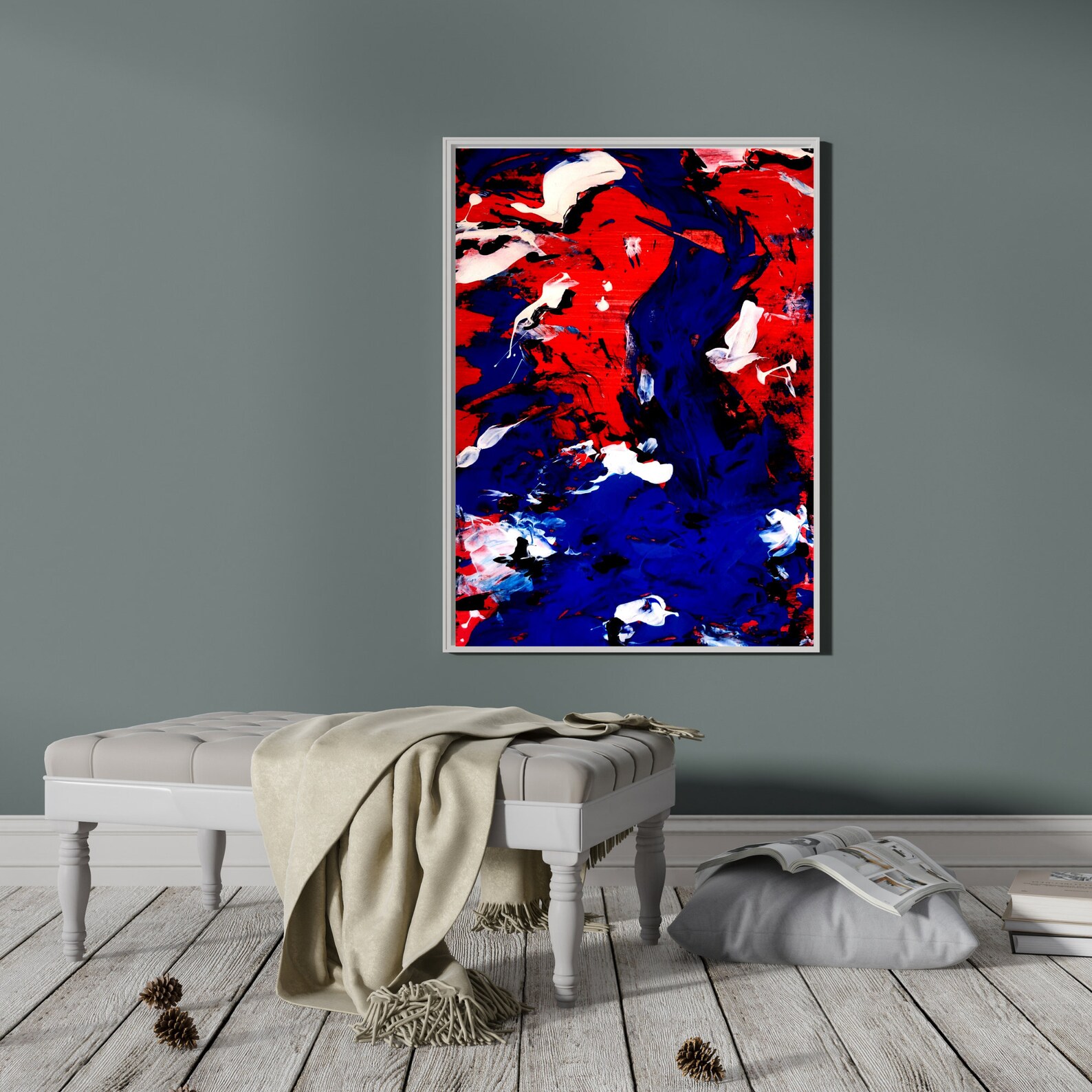 Abstract Printable Wall Art Print: Colorful Red Blue Prints (digital ...