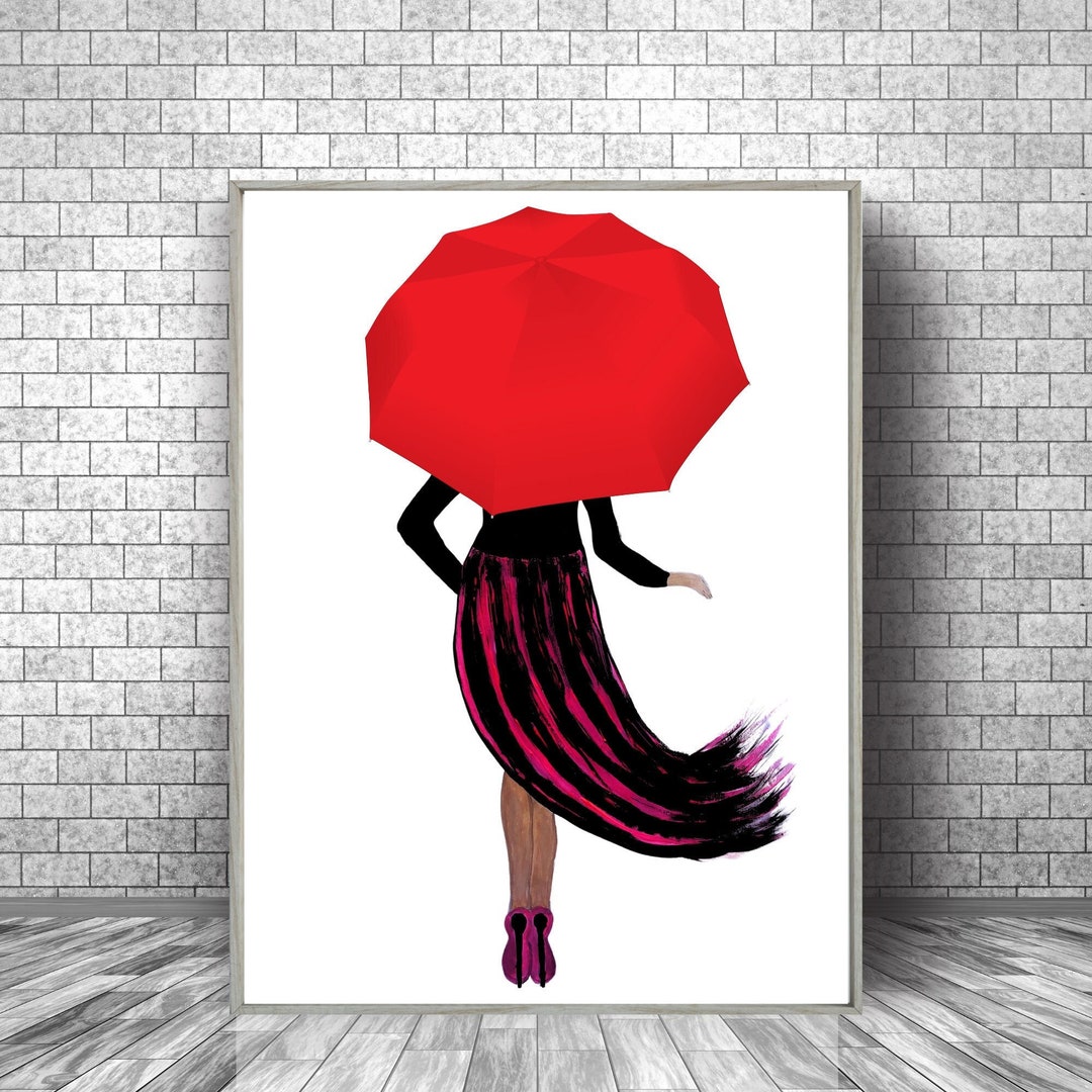 Red Umbrella Digital Download, Beach Decor, Umbrella Printable ...