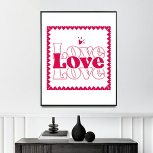 Love Poster, Heart Love Art Print, Love Art Printable, Hearts Valentine ...