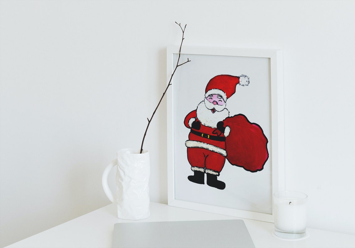 Santa Printable Christmas Santa Art Print Digital Download - Etsy