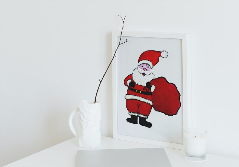 Santa Printable Christmas Santa Art Print Digital Download - Etsy