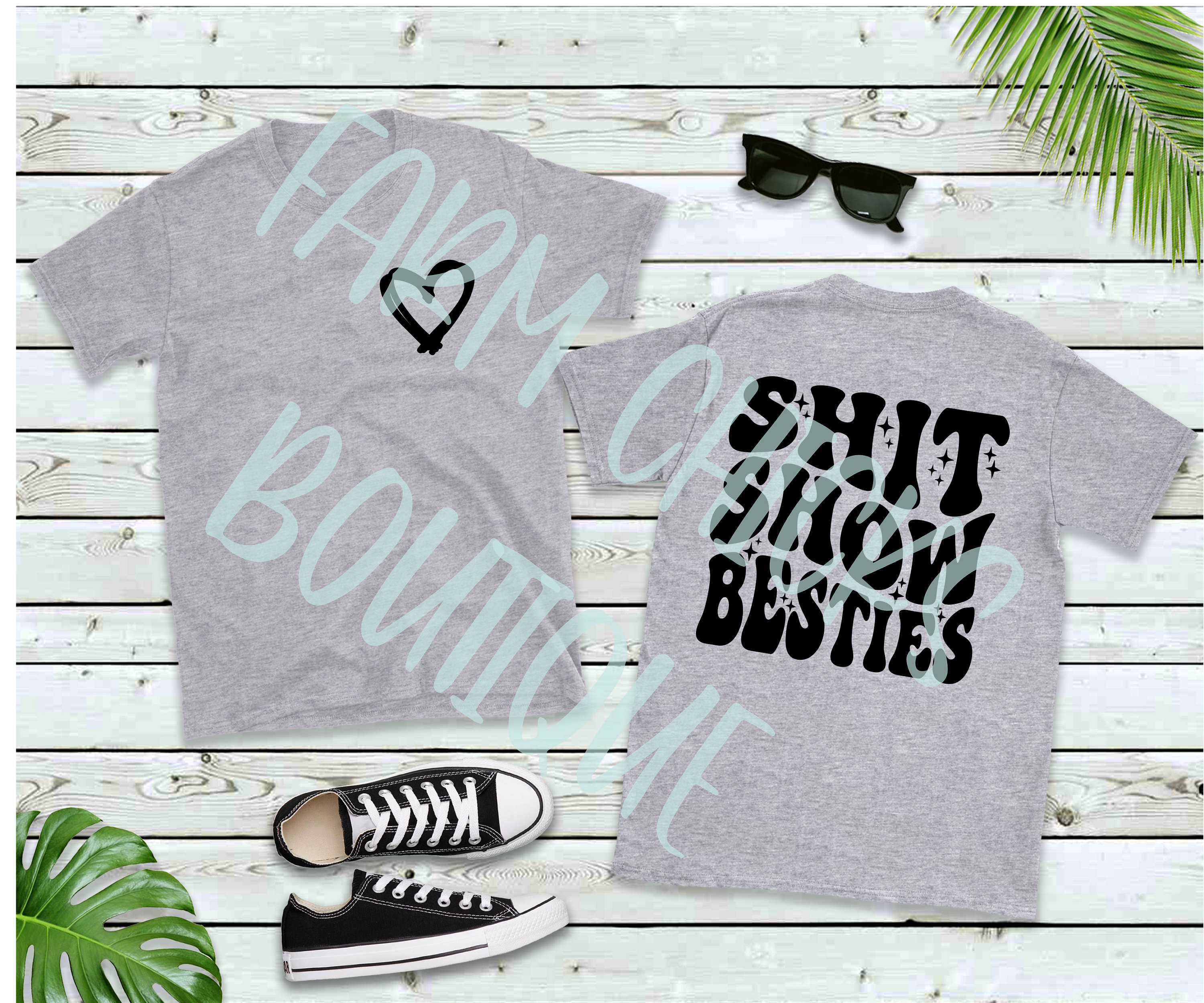 Shit Show Besties Pocket and Back Shirt Design SVG ONLY Digital ...